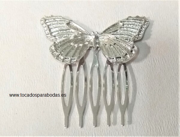 Mariposas metálicas plateadas - Tocados para boda